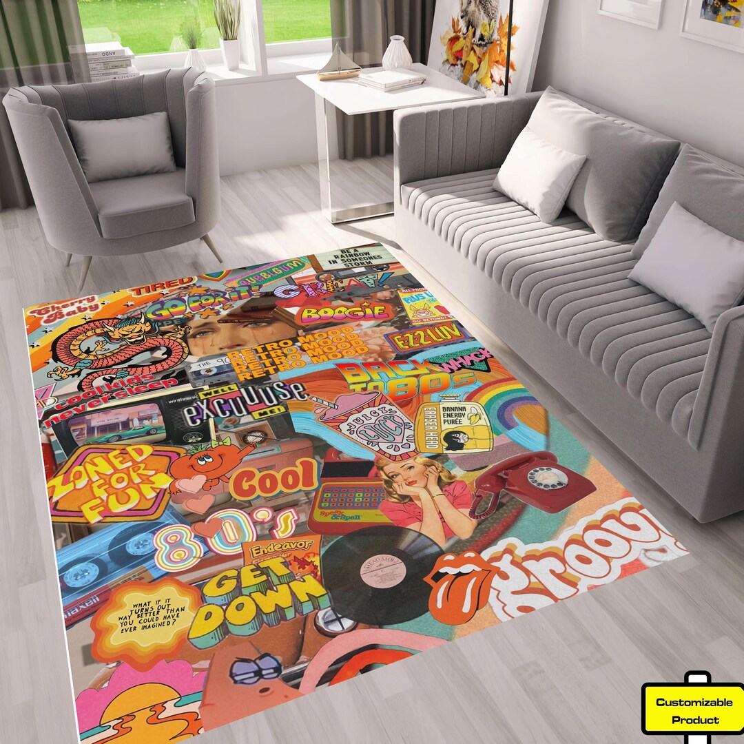 80s Retro Aesthetic Collage, 80s Retro Rug, Most Popular 80's Patterns ...