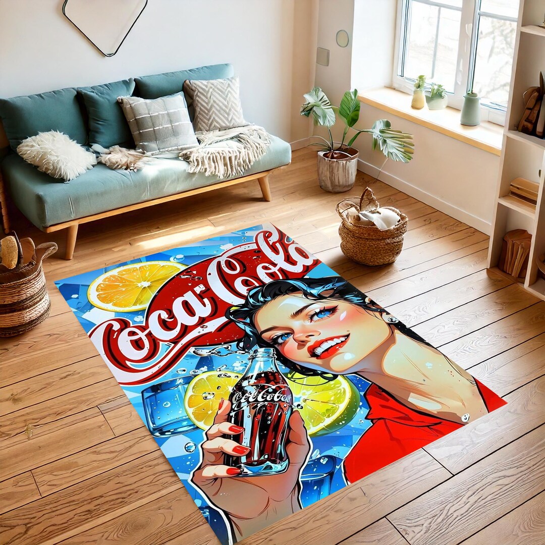 Retro Cola Rug, Coca Cola, Coca Cola Art, Coca Cola Themed Carpet ...