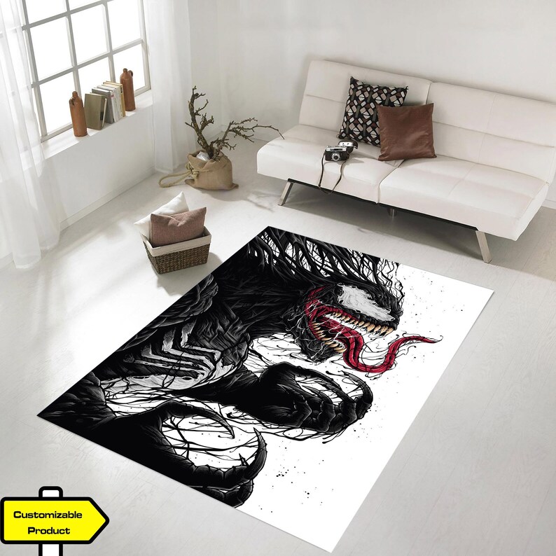 Venom Vs Spider-man Rug: Black Anime Comic Book Carpet - Etsy
