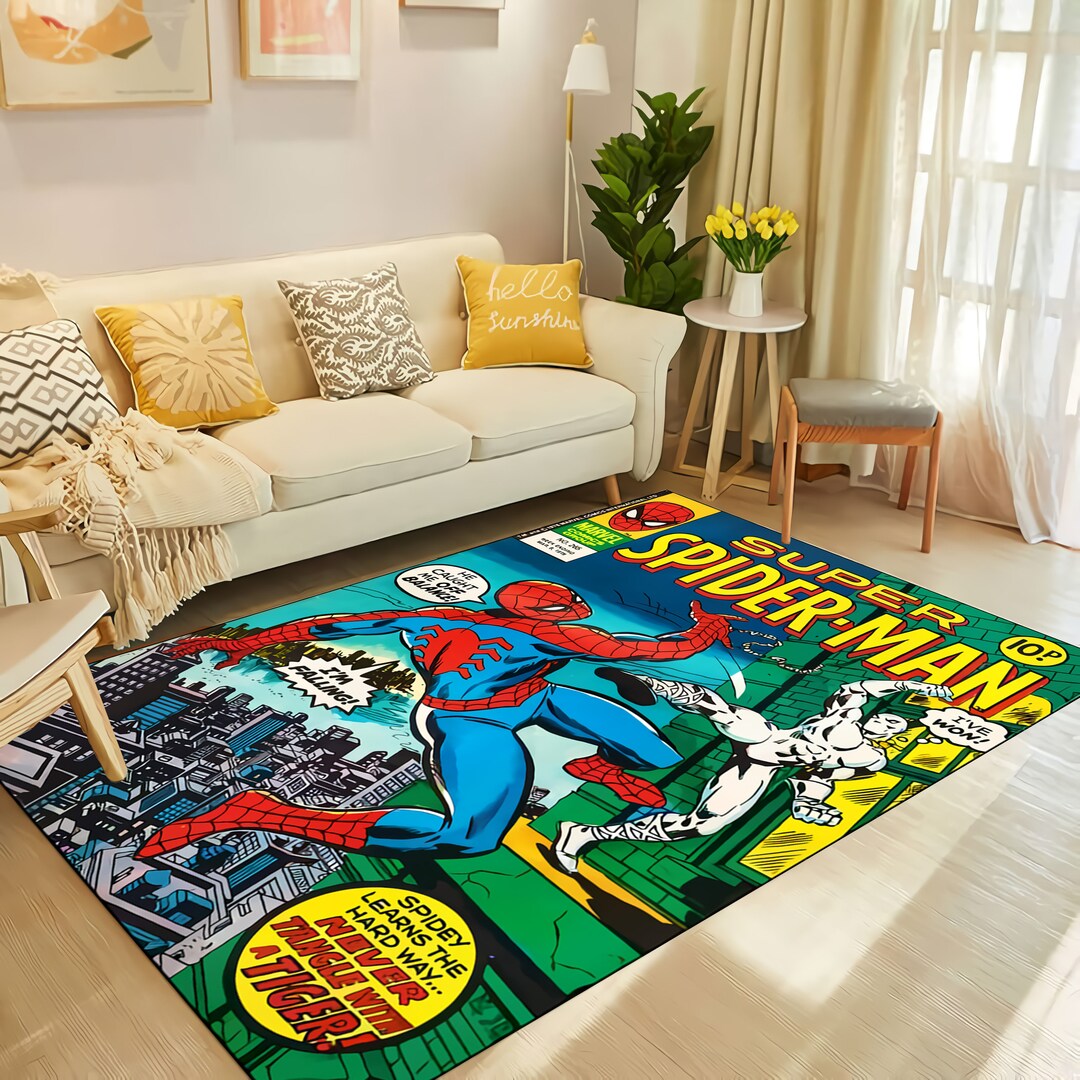 Spider-man Comic Cover Rug: Superhero Kid's Room Decor - Etsy