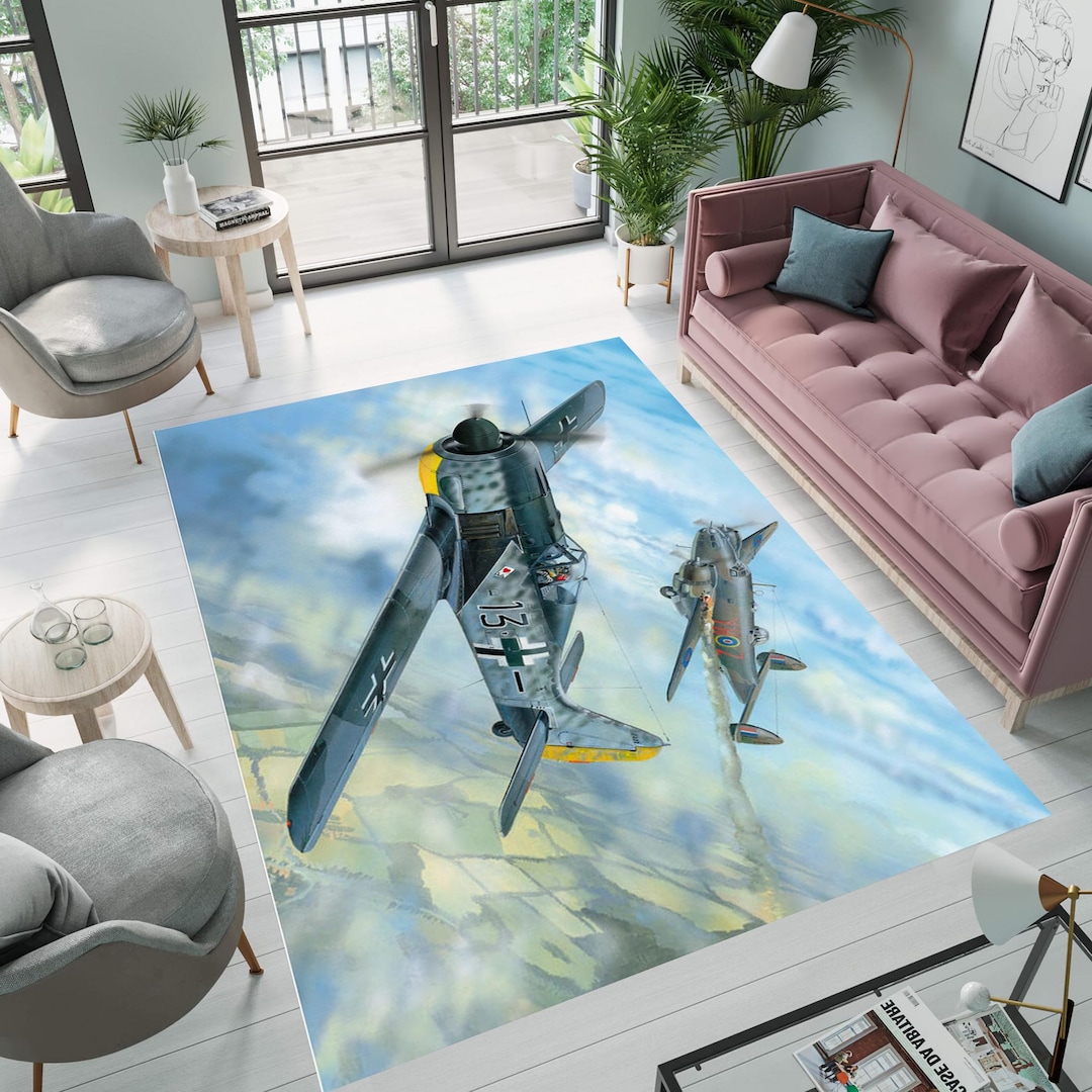 Military Aircraft Area Rug: Retro Aviation Decor - Etsy