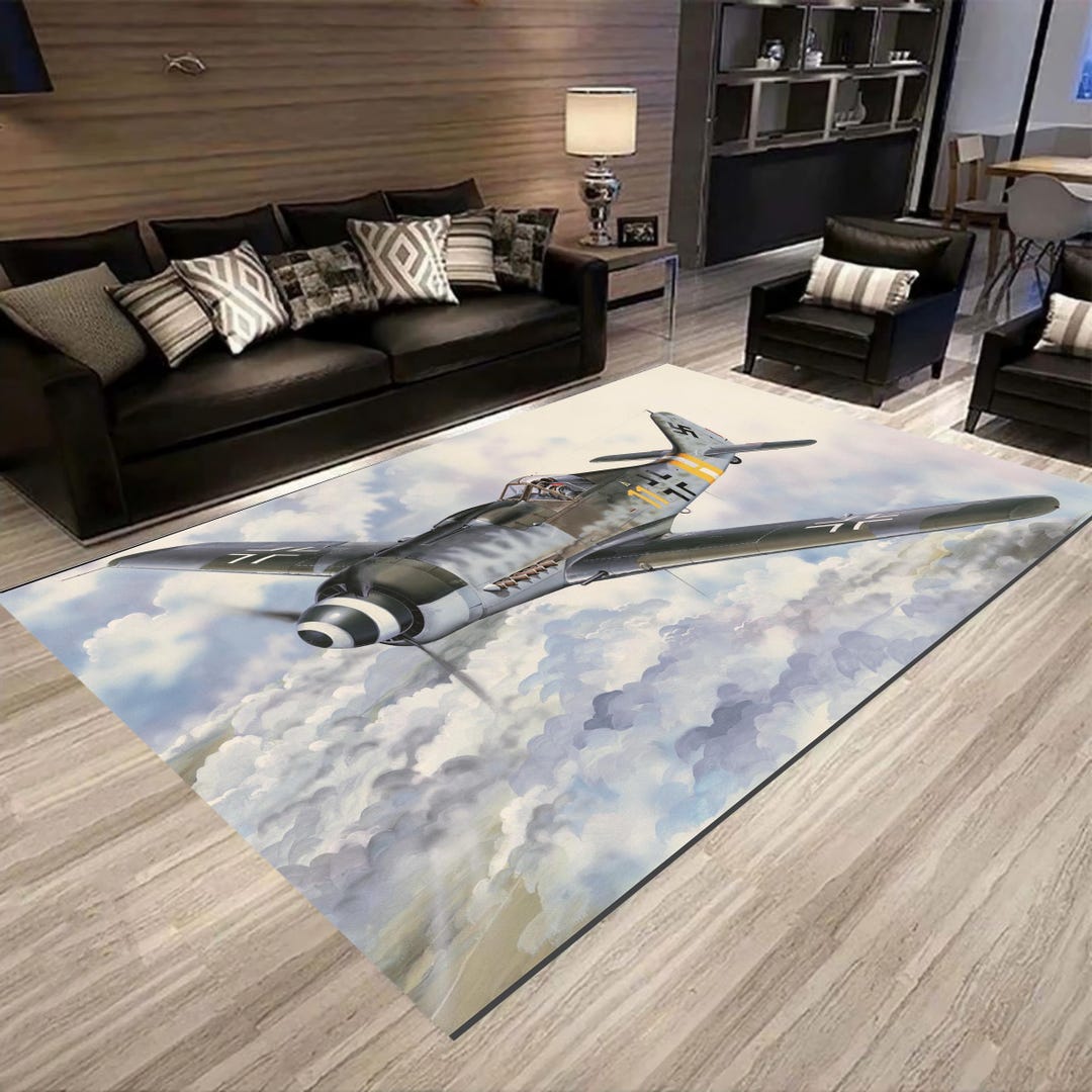 Retro Airplane Rug: Military Aircraft Aviation Decor - Etsy
