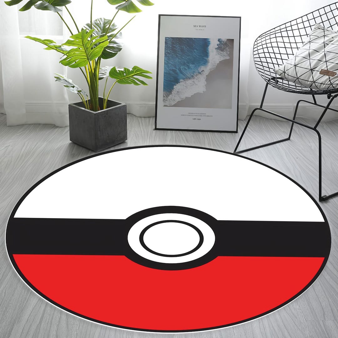 Pokeball Rug, Anime Rug,popular Anime Rug,ball Rug,poke Ball Round Rug ...