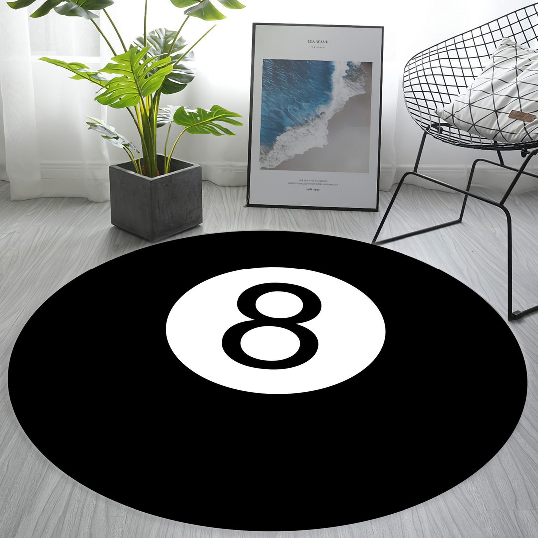 8 Ball Round Rug: Black Billiards Snooker Decor - Etsy UK