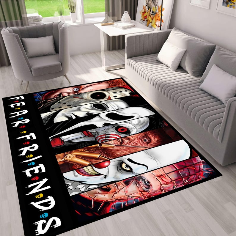 Retro Horror Rug, Horror Movie Character Decor, Halloween Carpet, Anti ...