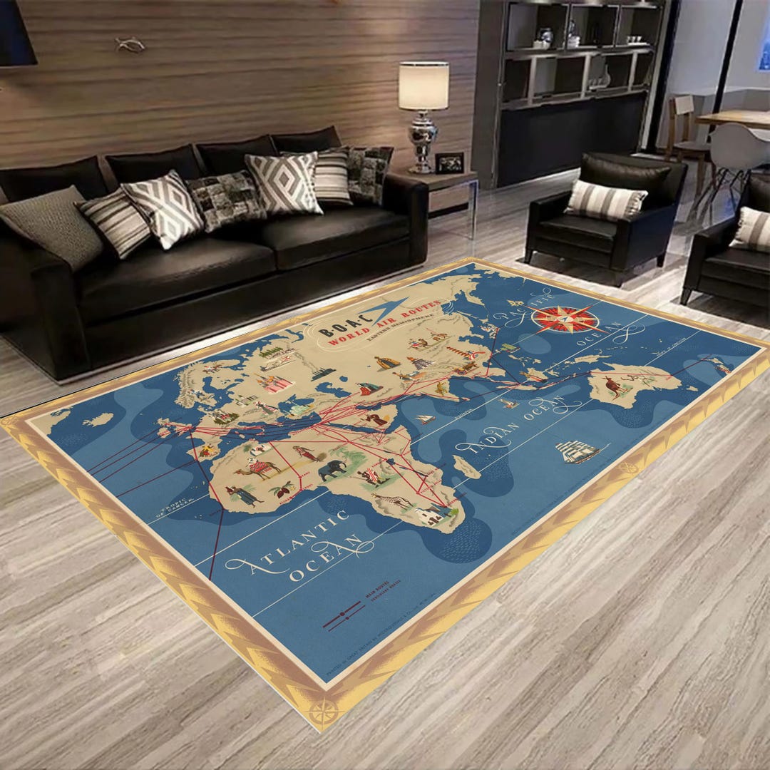 Customizable National Airlines Route Rug: Retro Aviation Map - Etsy