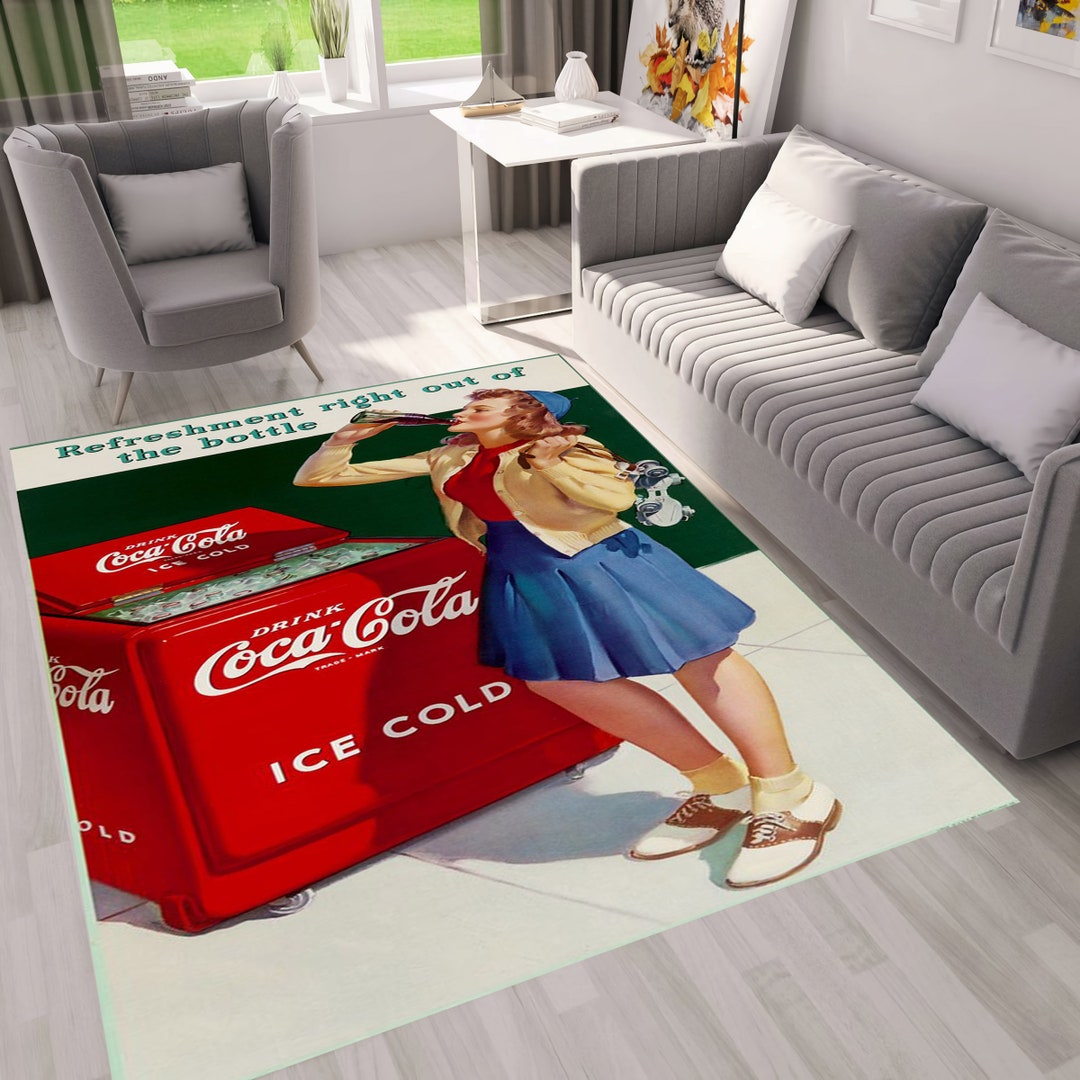 Coca Cola Art, Coca Cola Rug, 70s Retro Looking Carpet, Area Rug ...