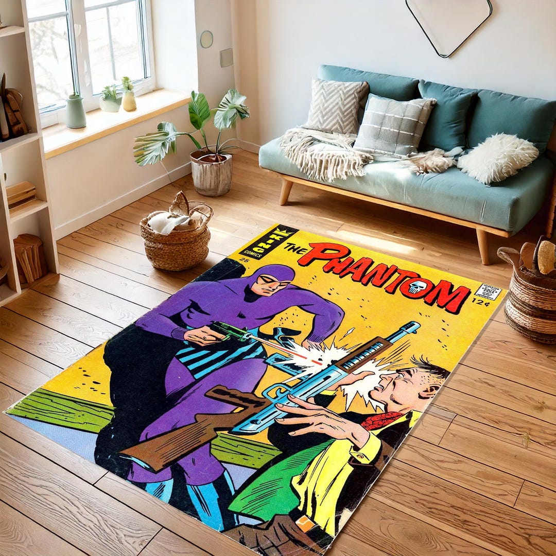 Phantom Comic Book Rug: Retro Comic Cover Floor Carpet - Etsy