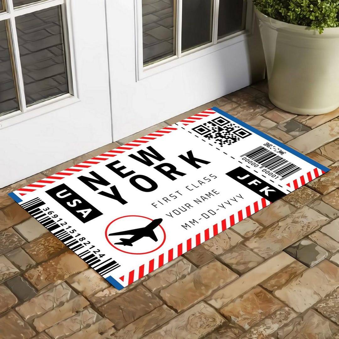Flight Ticket Mat, Air Ticket Mat, Airport Mat, Customizable Doormat ...