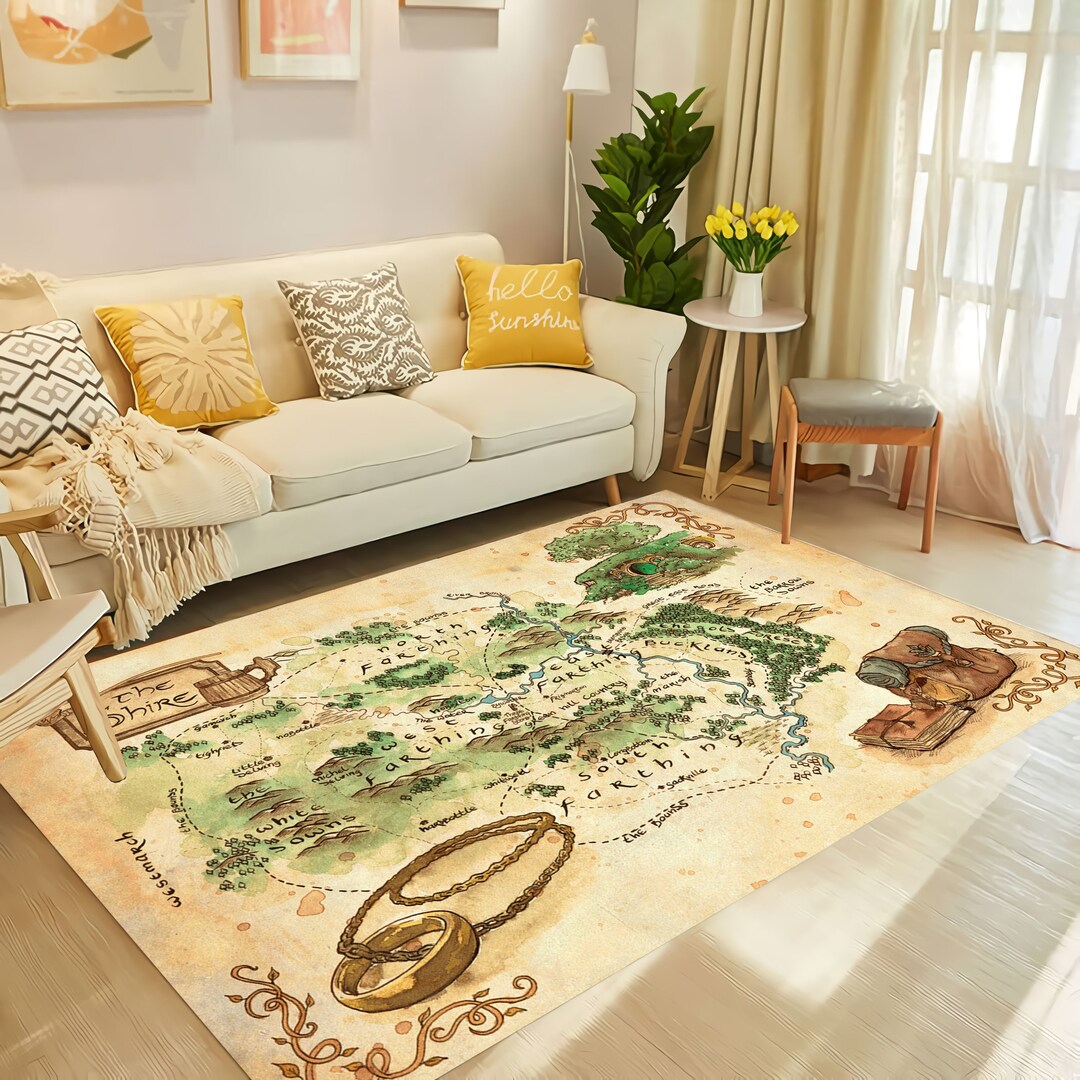 The Shire Map, Lotr Rug, Fantastic Movie Rug, the Lord of the Rings Rug ...