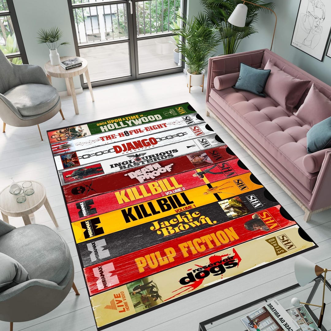 Quentin Tarantino Movie Collection Rug – Retro VHS Style Film Carpet ...