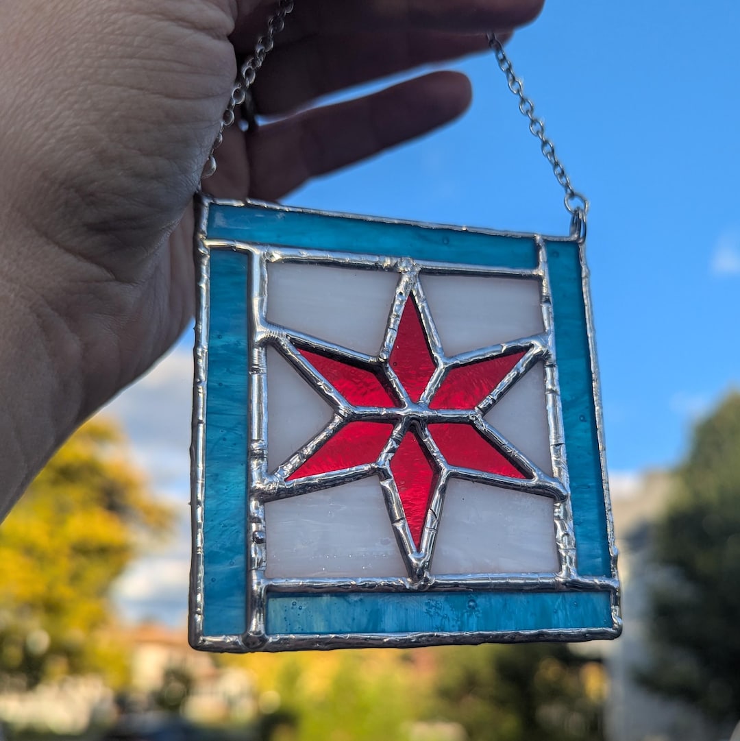 Stained Glass Chicago Flag - Etsy