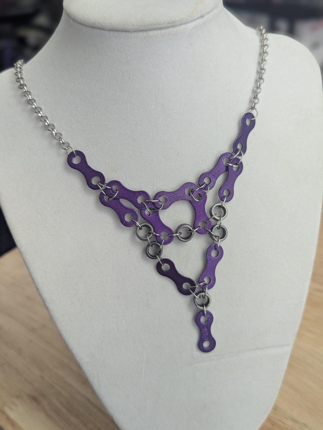 Bike Chain Necklace, Purple or Rainbow Iridescent, One-of-a-kind Gift ...