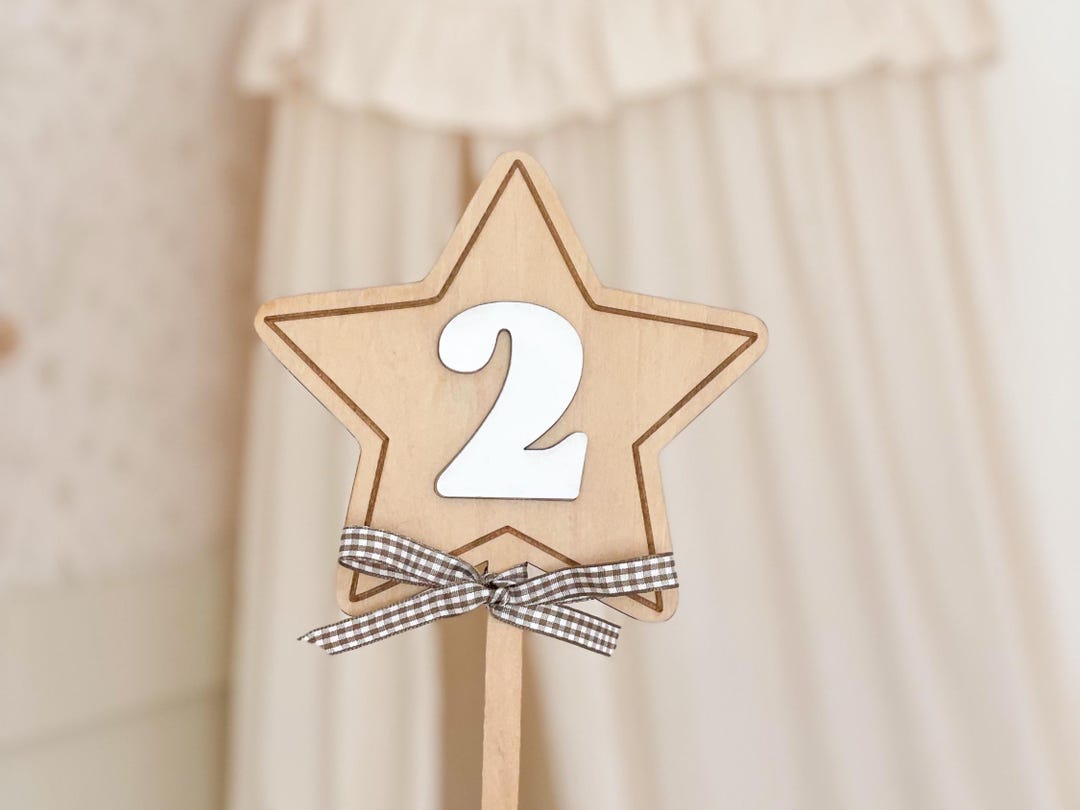 Personalized Wooden Star Birthday Cake Topper: Engraved Keepsake - Etsy