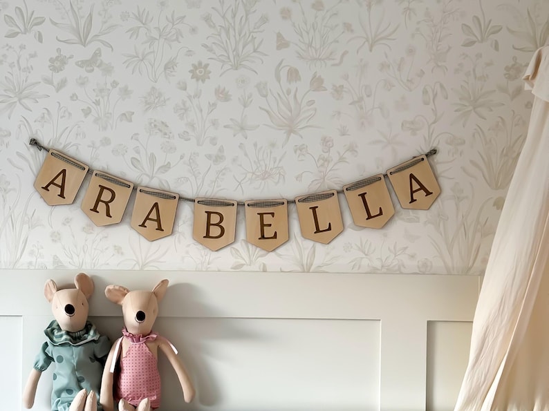 Personalised Wooden Name Bunting | Nursery Name Garland | Kids Wooden ...