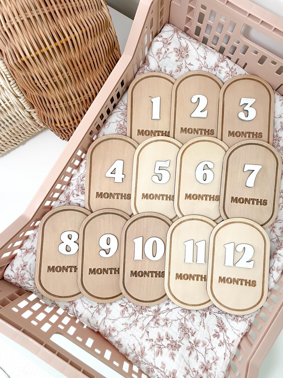 Newborn Baby Monthly Milestone Plaque | Wooden Keepsake | Personalised ...