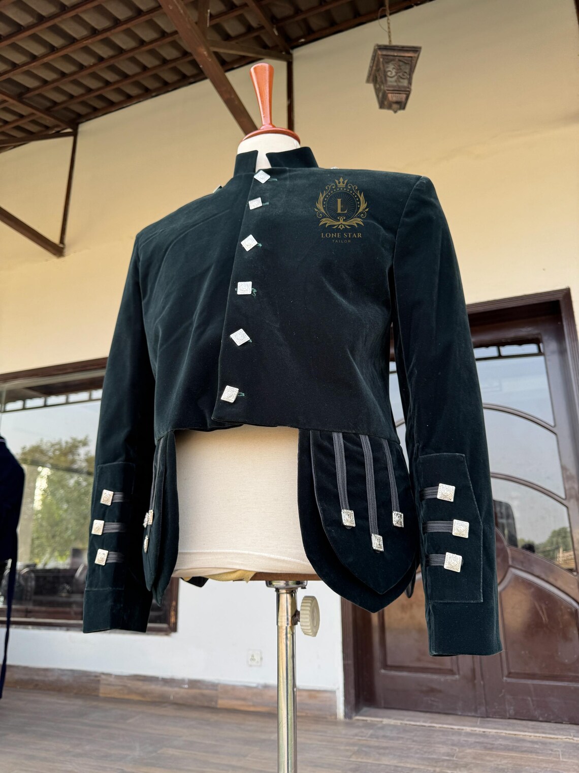 Men's Dark Green Scottish Regulation Kilt Jacket Custom Made Highland ...