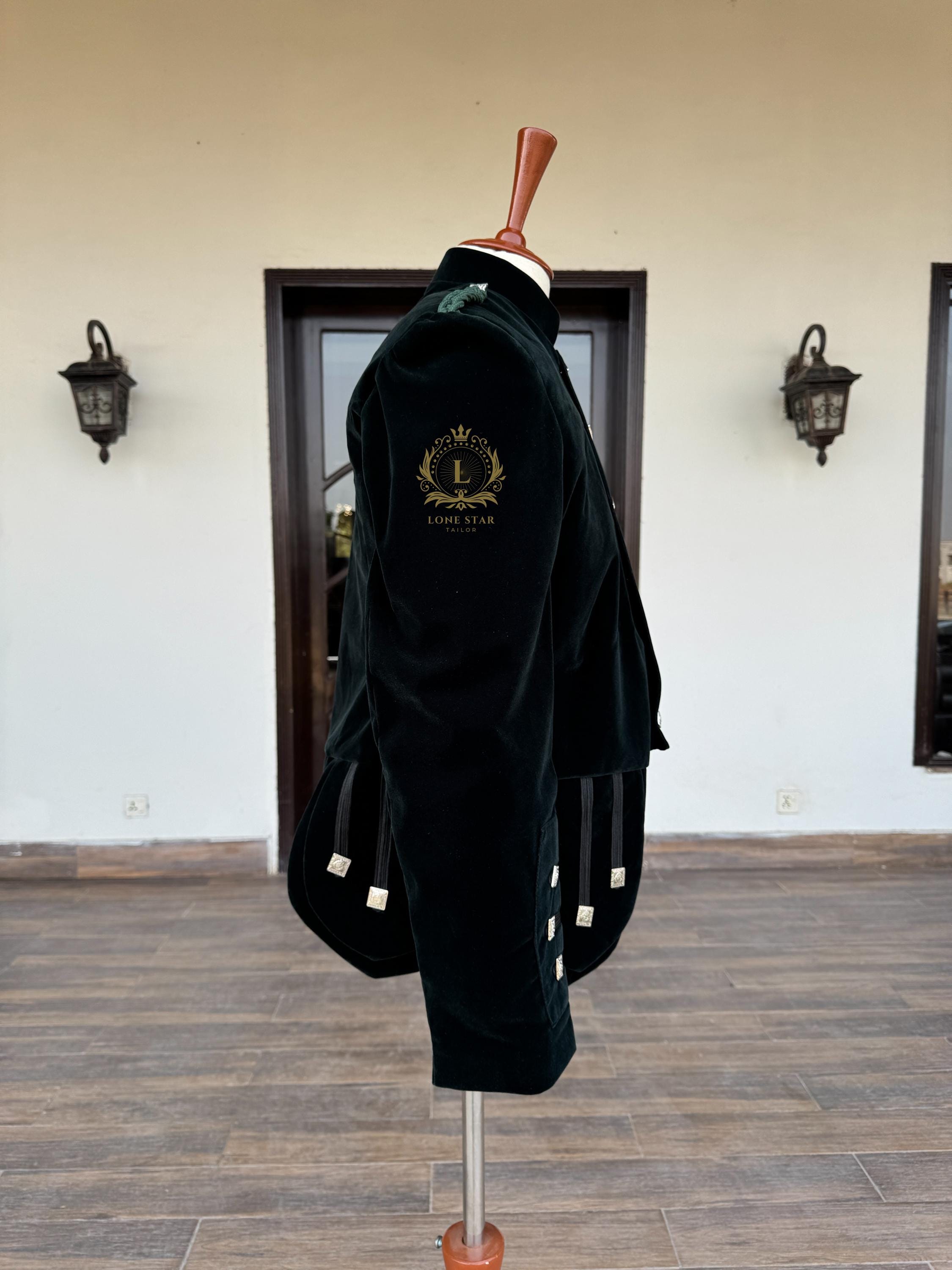 Men's Dark Green Scottish Regulation Kilt Jacket Custom Made Highland ...