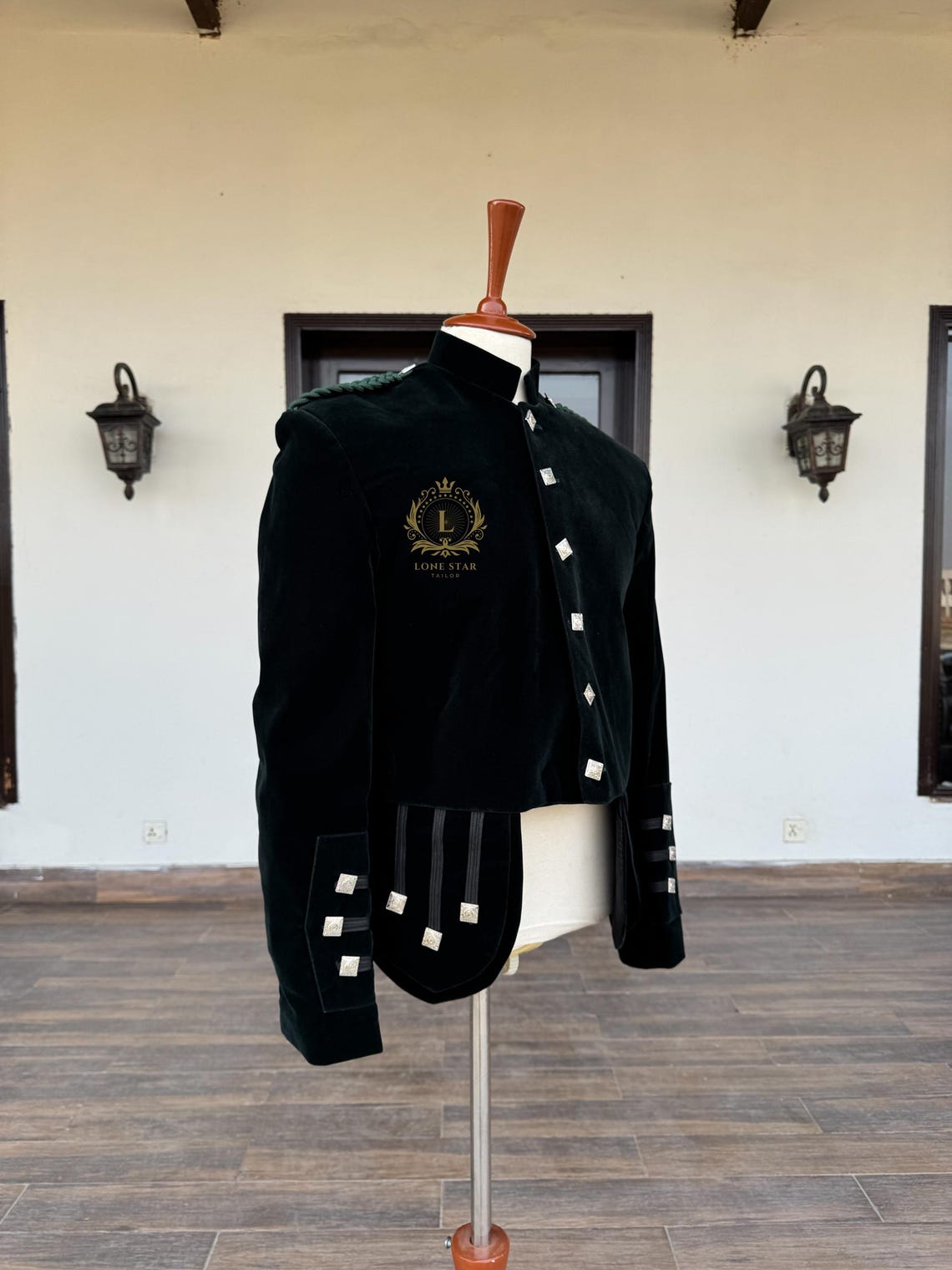 Men's Dark Green Scottish Regulation Kilt Jacket Custom Made Highland ...