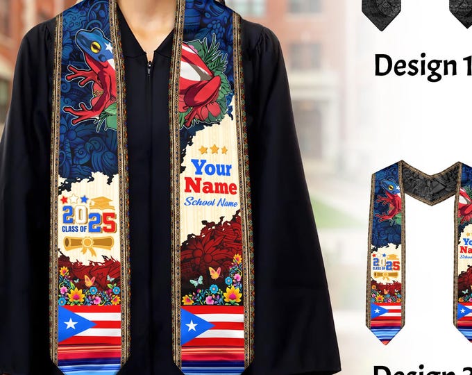 Puerto Rico Flag Graduation Sash for Class of 2025, Puerto Rico Flag ...