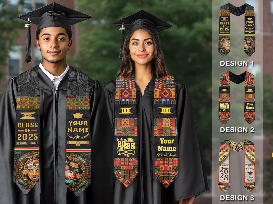 Custom African Flag Graduation Sash 2025, African Graduation Sash ...