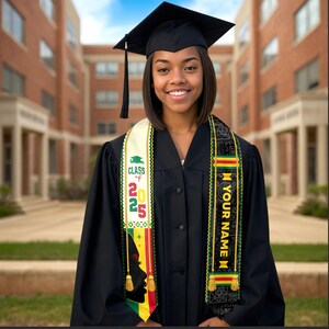 Custom African Flag Graduation Sash 2025, African Graduation Sash ...