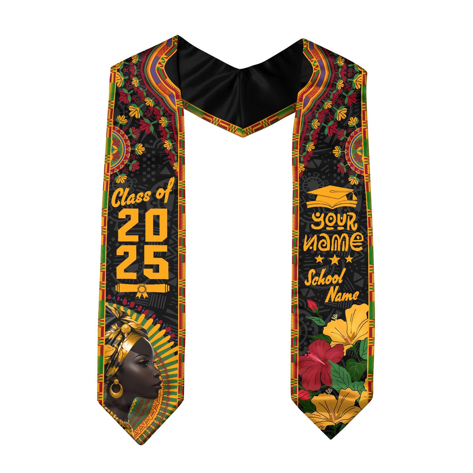 Personalized African Flag Graduation Sash 2025, African Graduation ...