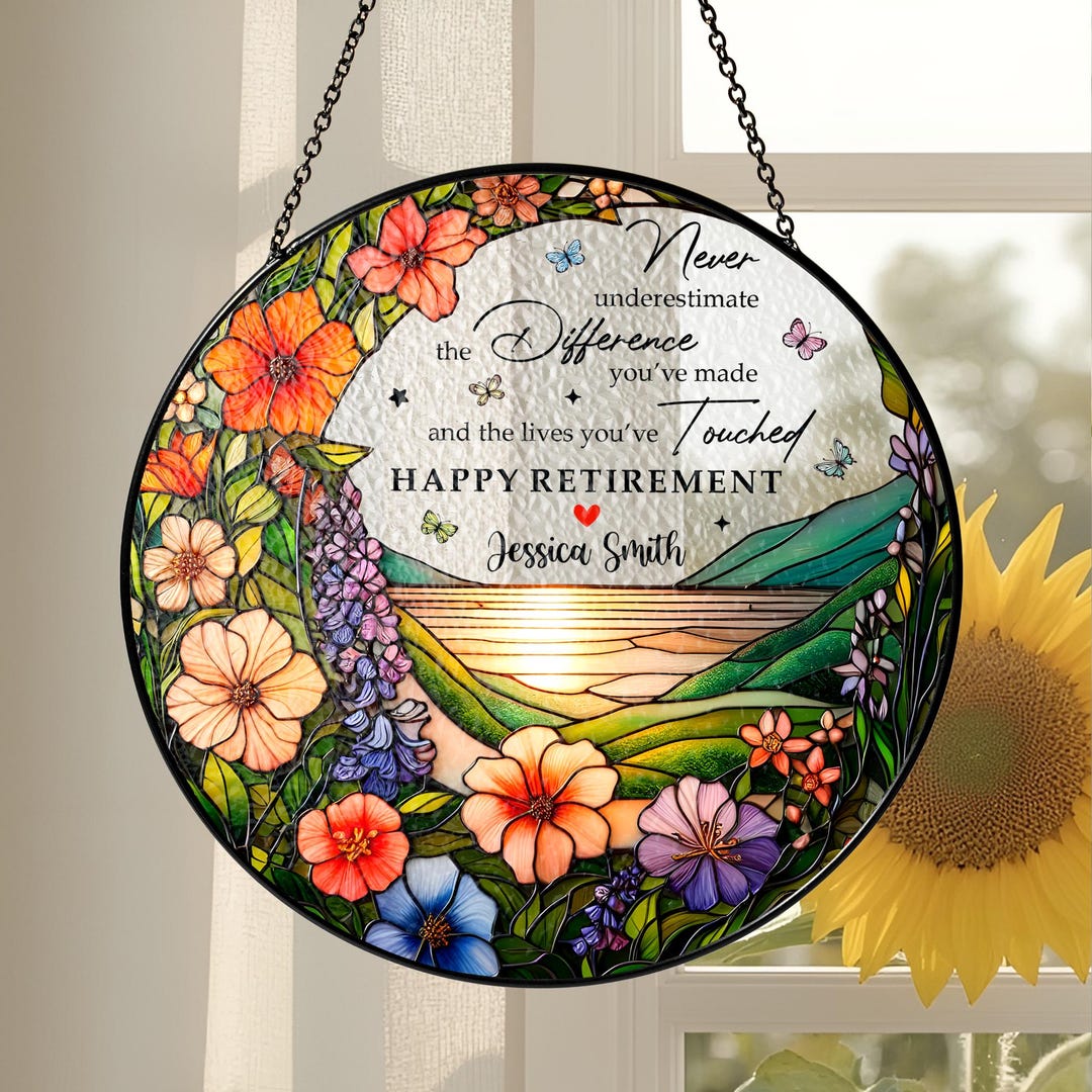 Personalized Retirement Stained Glass Suncatcher Gift for Women ...