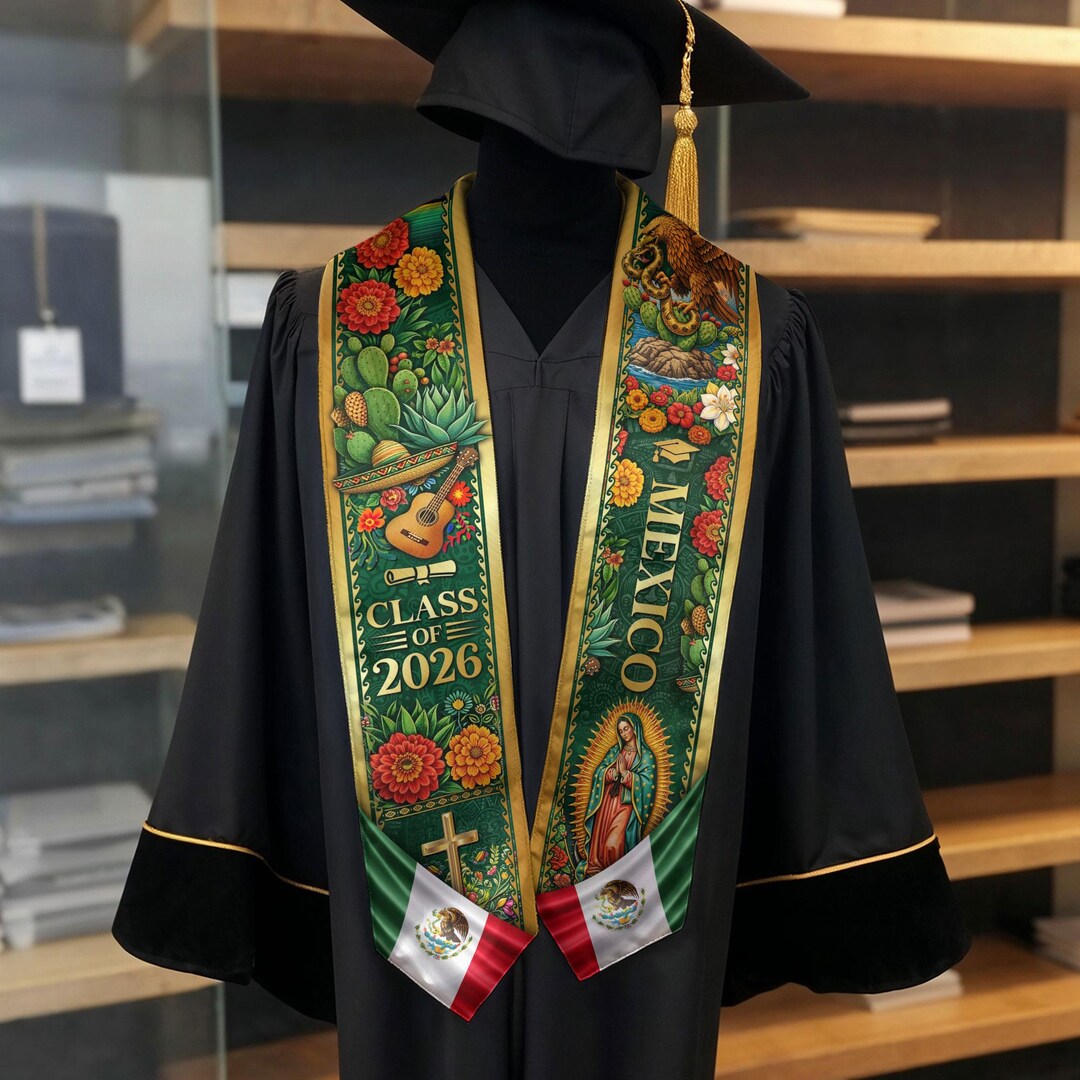 Mexican Graduation Sash, Mexican Flag Grad Sash 2026, Mexican Aztec ...