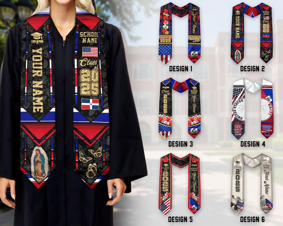 Personalized Haitians American Flag Graduation Sash 2025, Haiti ...