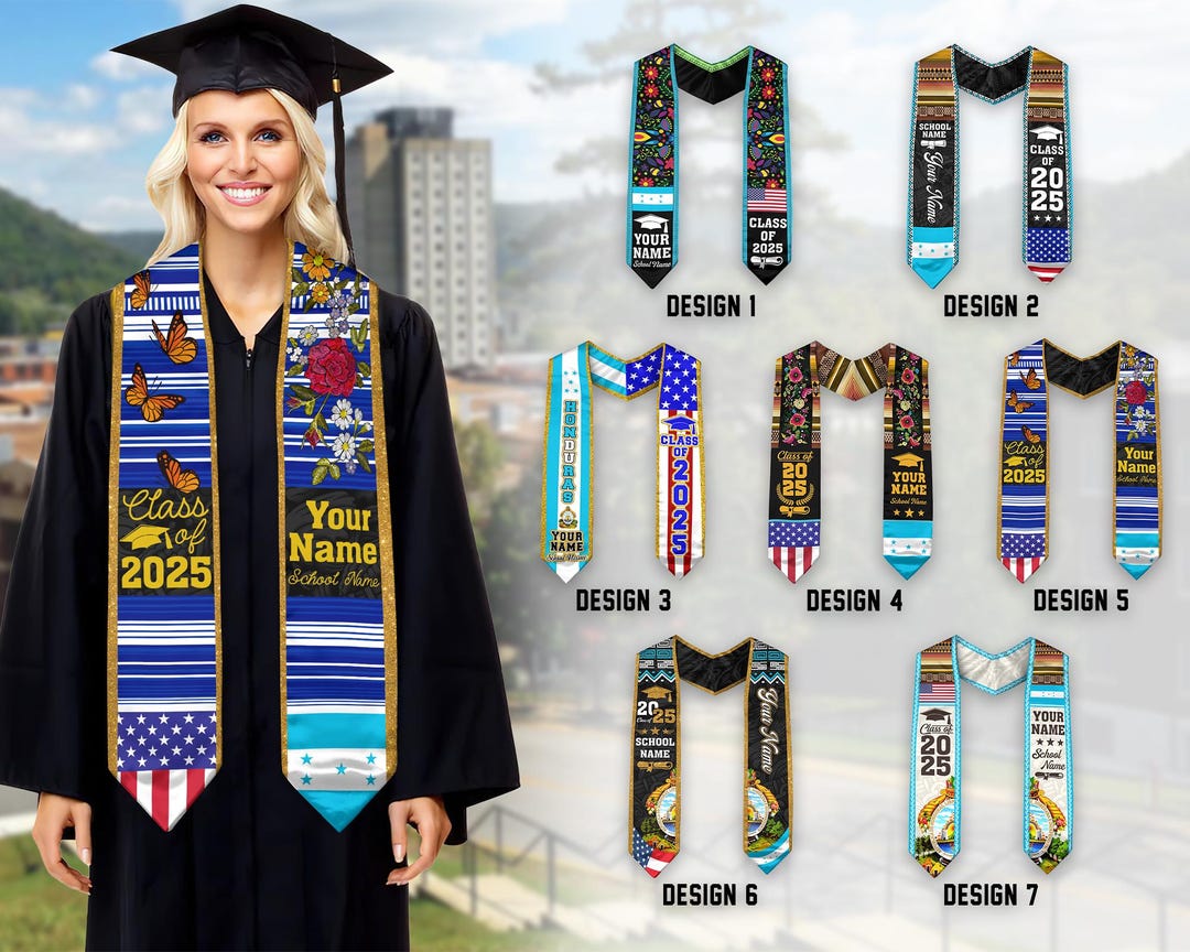 Custom Honduras Graduation Sash, Honduras American Flag Graduation Sash ...