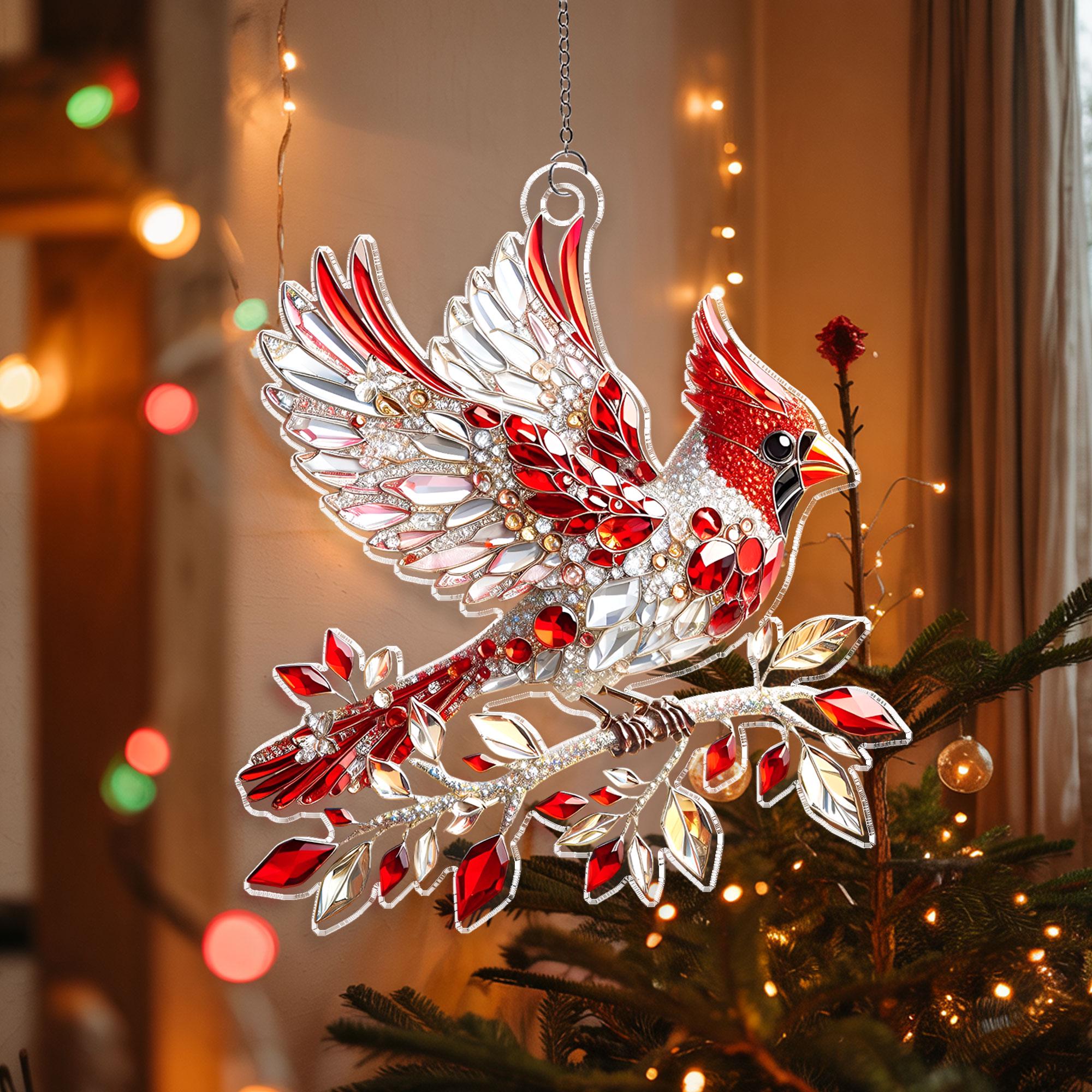 Red Cardinal Bird Acrylic Suncatcher, Cardinal Acrylic Window Hanging ...
