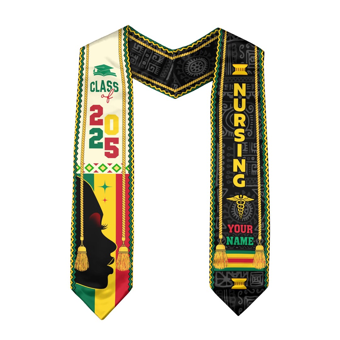 Customized Nursing Stole, African American Flag Graduation Sash ...