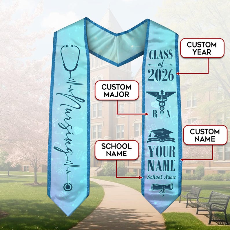 Customized Nursing Stole, RN Stole Nursing Stole Graduation 2026 ...