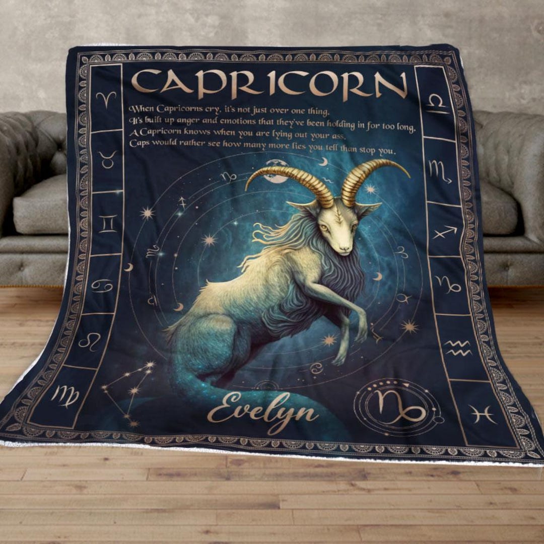 Personalized Zodiac Capricorn Blanket, Custom Name Constellations Quilt ...