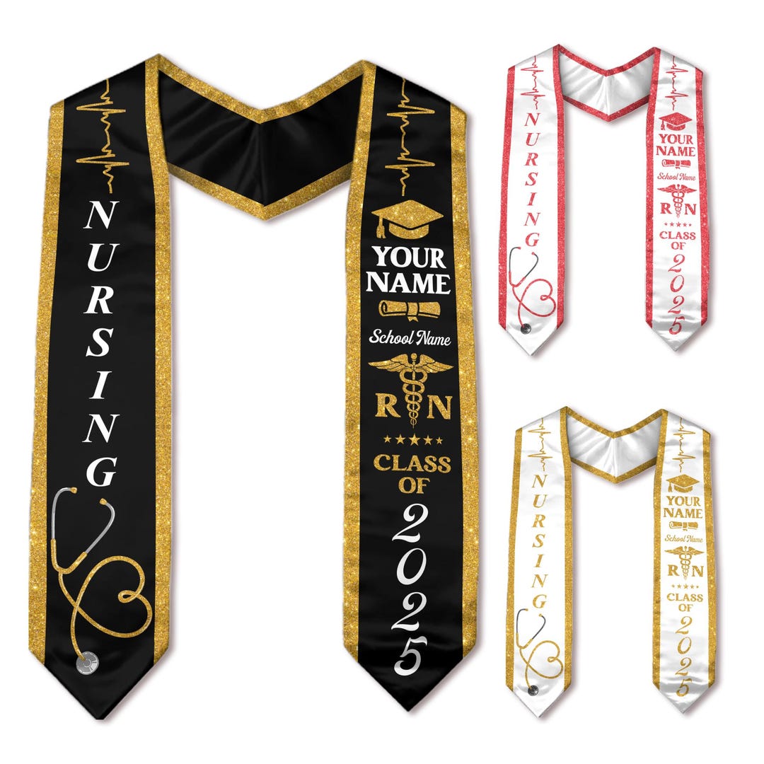 Customized Nursing Stole, Nursing Graduation Stole, RN Stole Nursing ...