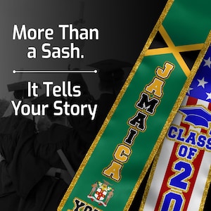 Custom Jamaica Graduation Sash, Jamaica American Flag Graduation Sash ...