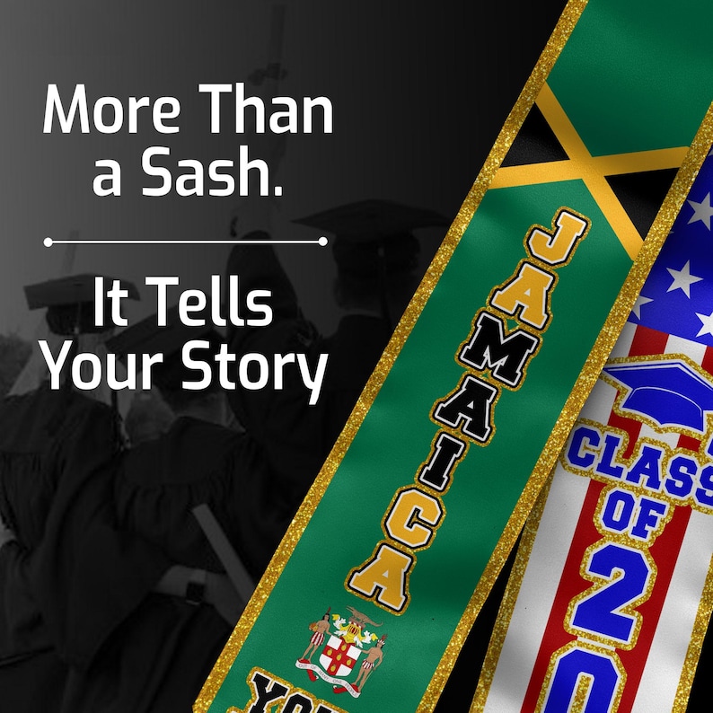 Custom Jamaica Graduation Sash, Jamaica American Flag Graduation Sash ...