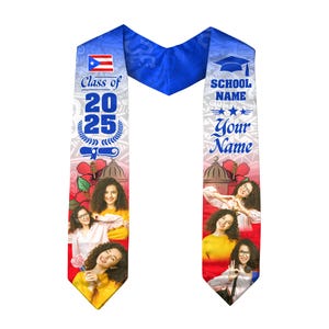 Custom Photo Puerto Ricans Graduation Sash, Puerto Ricans Flag ...