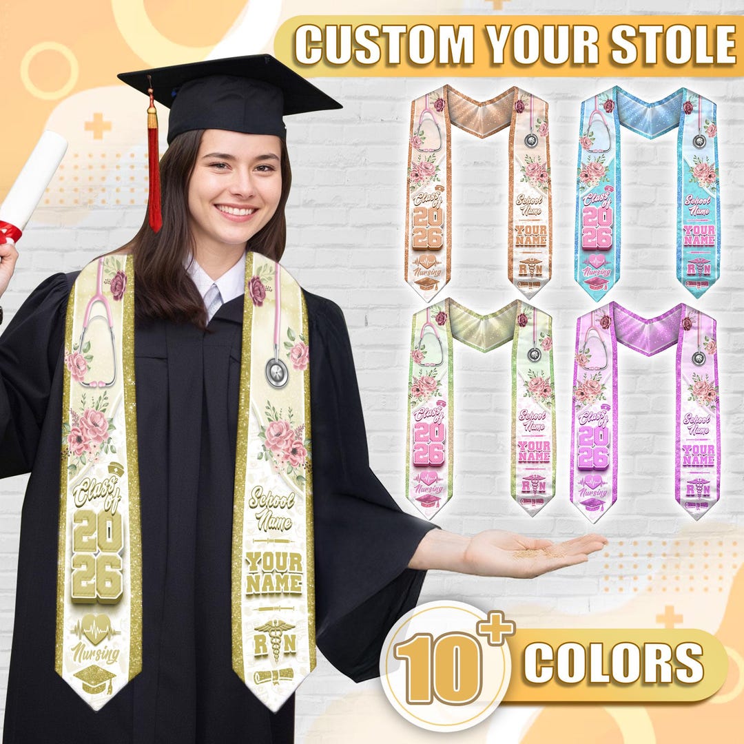 Customized Nursing Stole, Nursing Graduation Stole, RN Stole Nursing ...