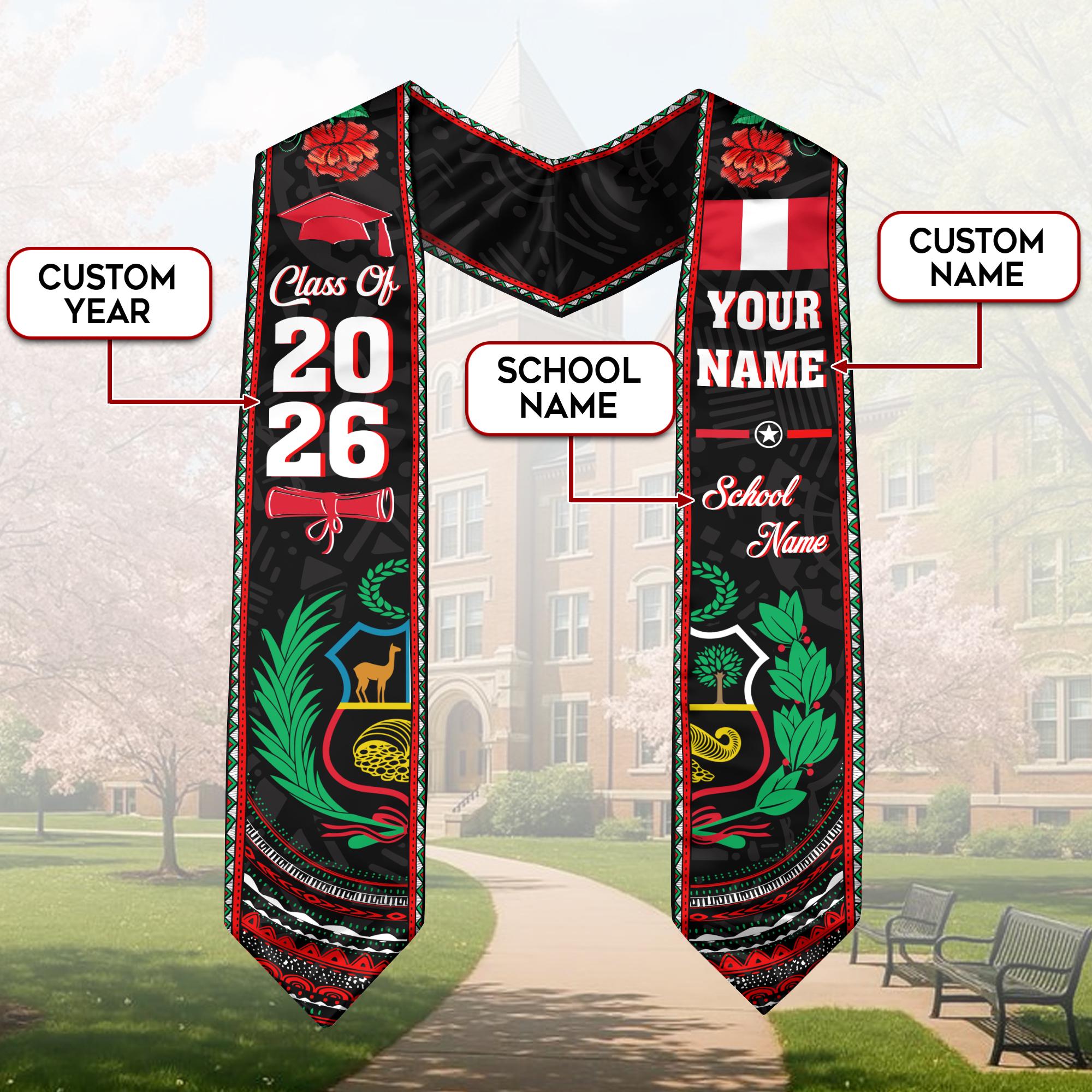 Personalized Peruvians American Flag Graduation Sash 2026, Peru ...