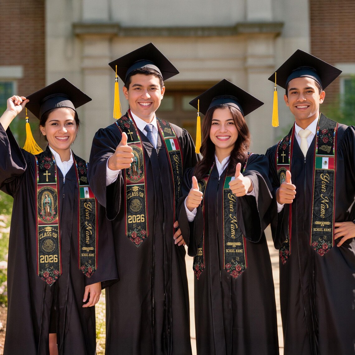 Custom Mexican Graduation Stole, Mexican Flag Graduation Sash 2026 ...