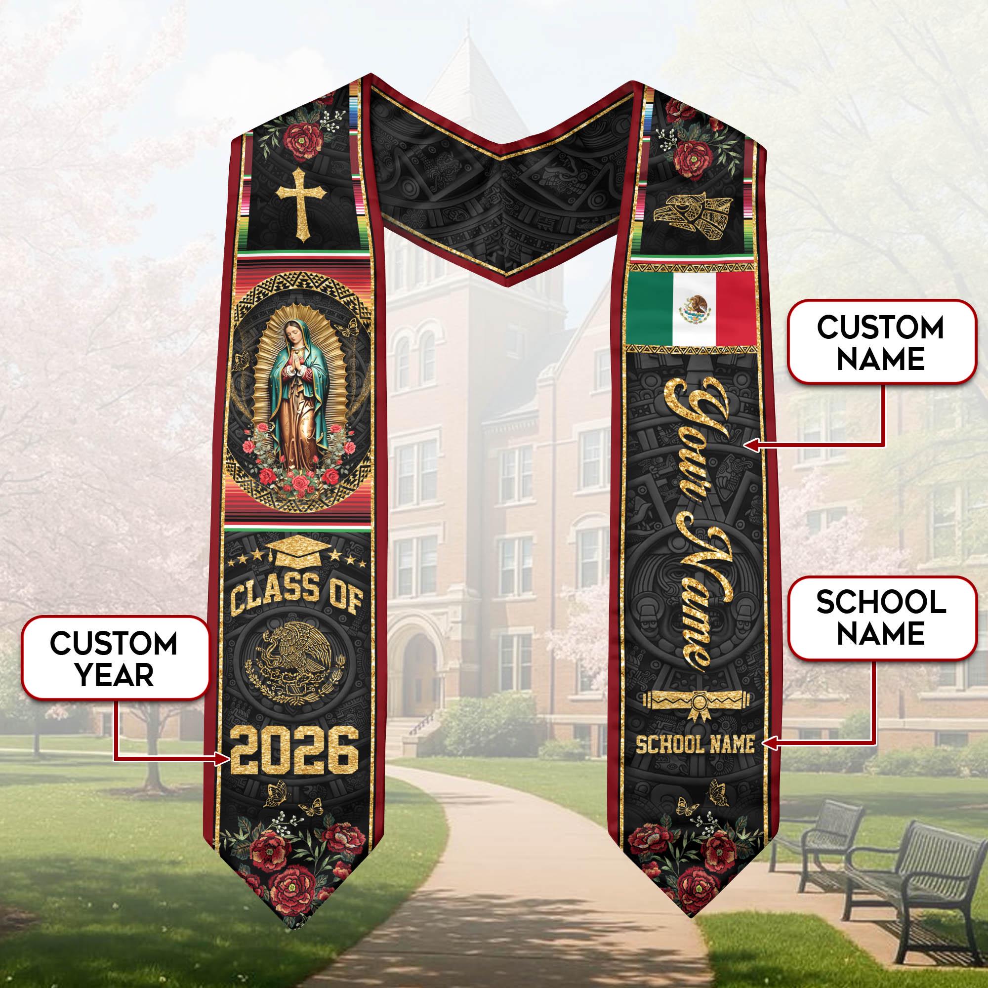 Custom Mexican Graduation Stole, Mexican Flag Graduation Sash 2026 ...