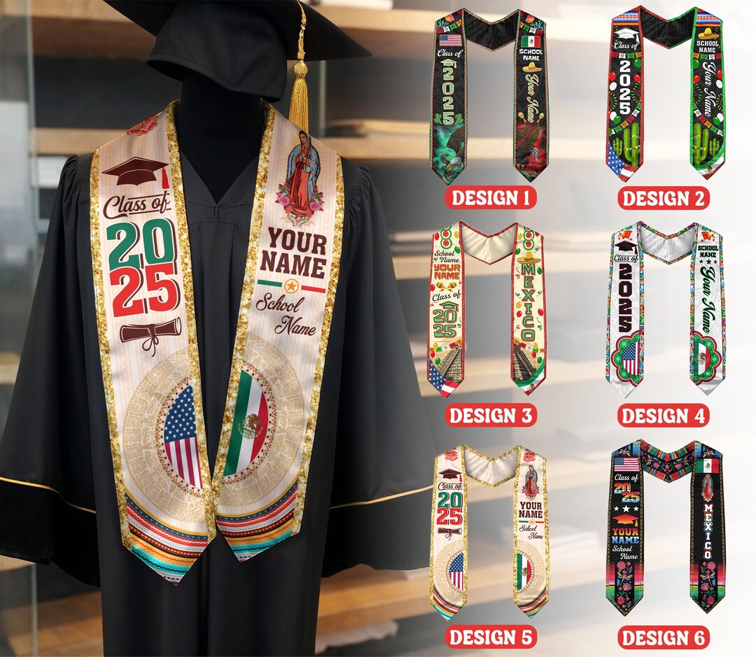 Personalized Mexican Graduation Sash, Mexican Flag Graduation Sash ...
