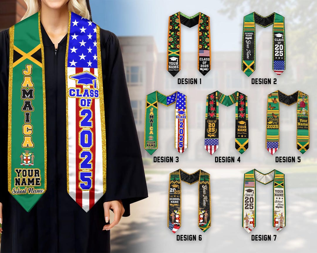 Custom Jamaica Graduation Sash, Jamaica American Flag Graduation Sash ...