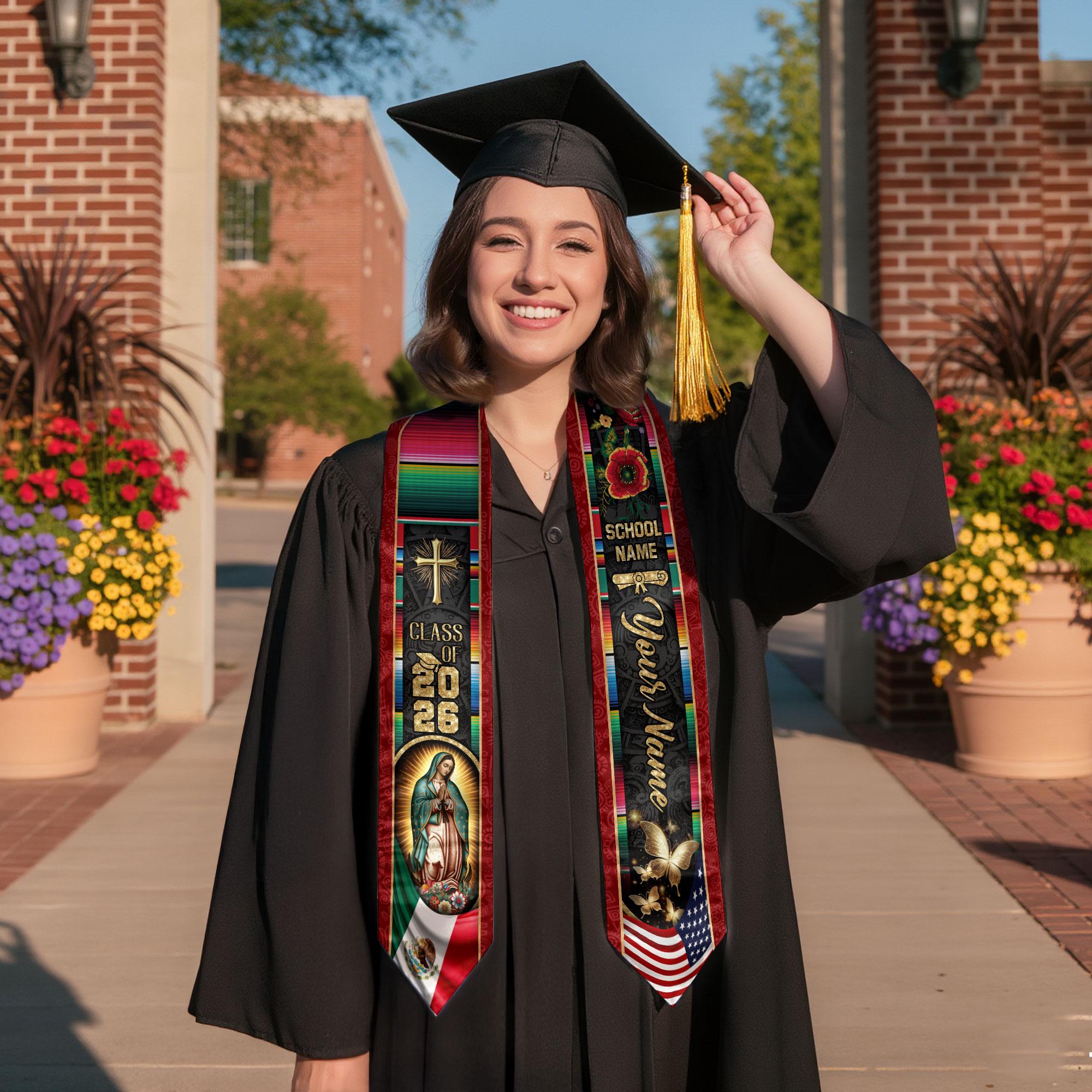 Custom Mexican Graduation Stole, Mexican Flag Graduation Sash 2026 ...