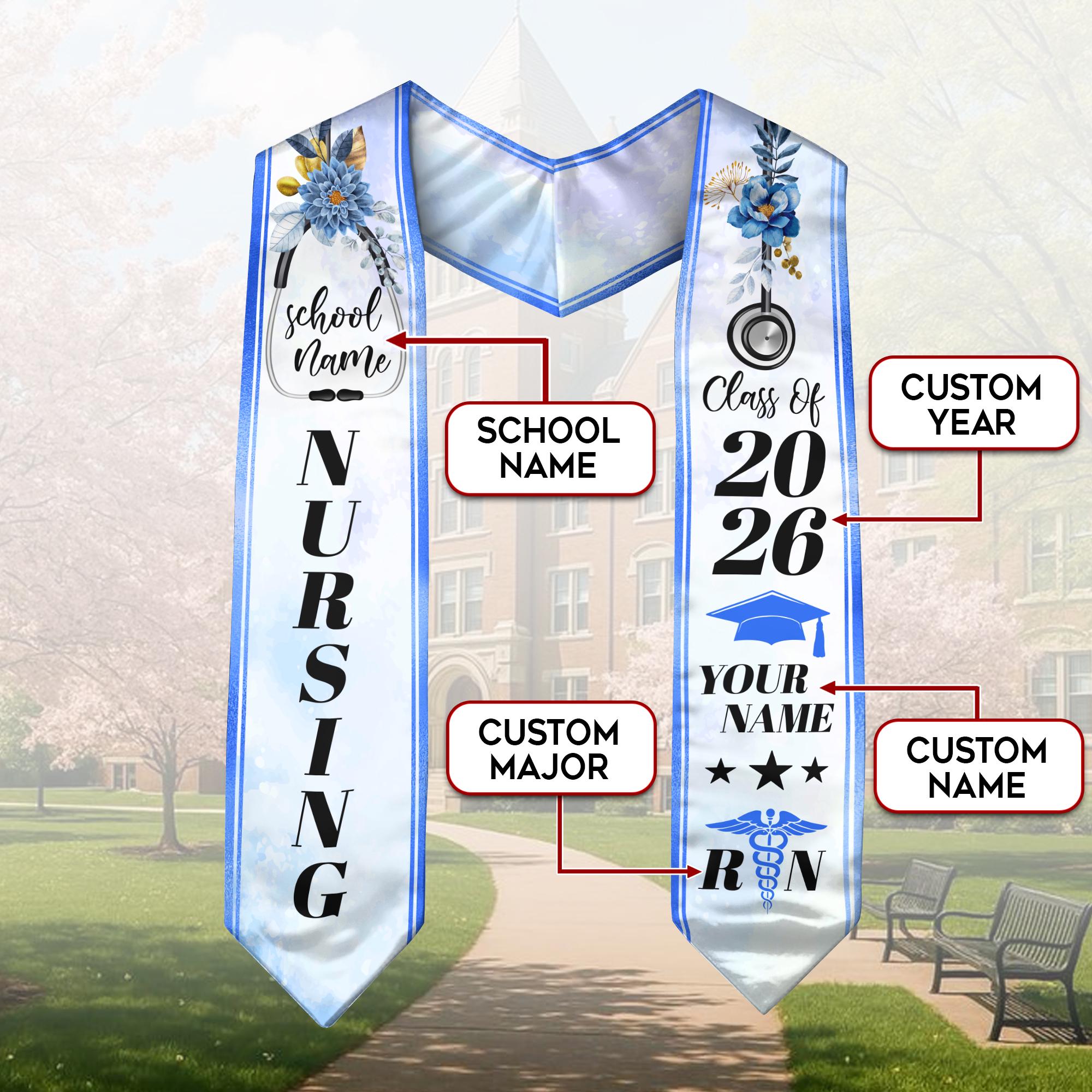 Customized Nursing Stole, Nursing Graduation Stole, RN Stole Nursing ...
