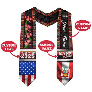 Personalized Peruvians American Flag Graduation Sash 2025, Peru ...