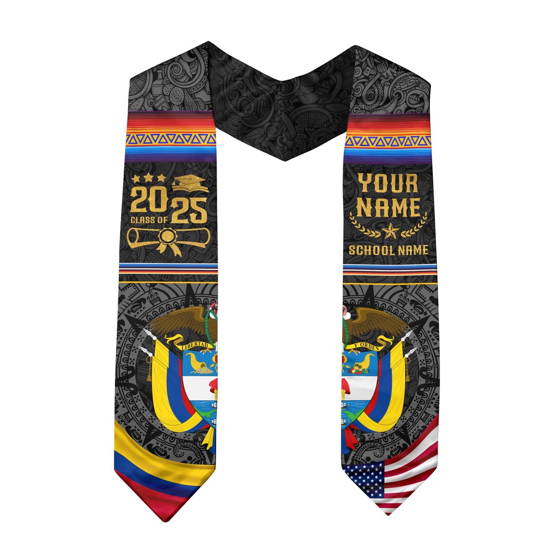 Custom Colombian American Flag Graduation Sash 2025, Colombian ...