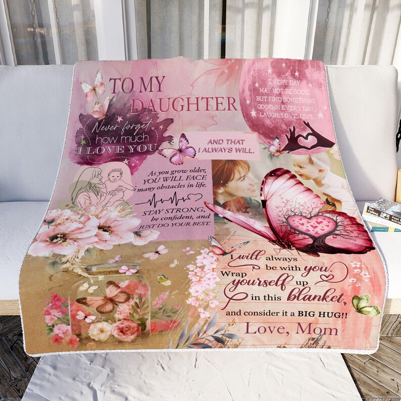 Personalized Photos Blanket for Daughter, to My Daughter Throw Blanket ...
